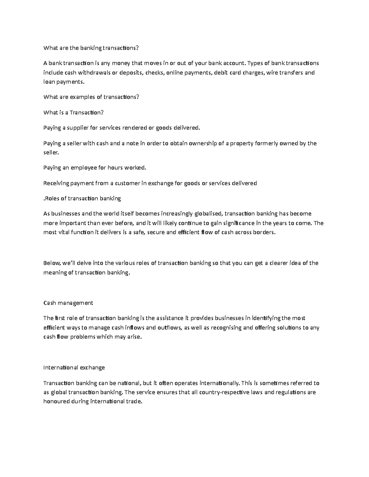 Banking transactions - Assignments - What are the banking transactions? A bank transaction is ...