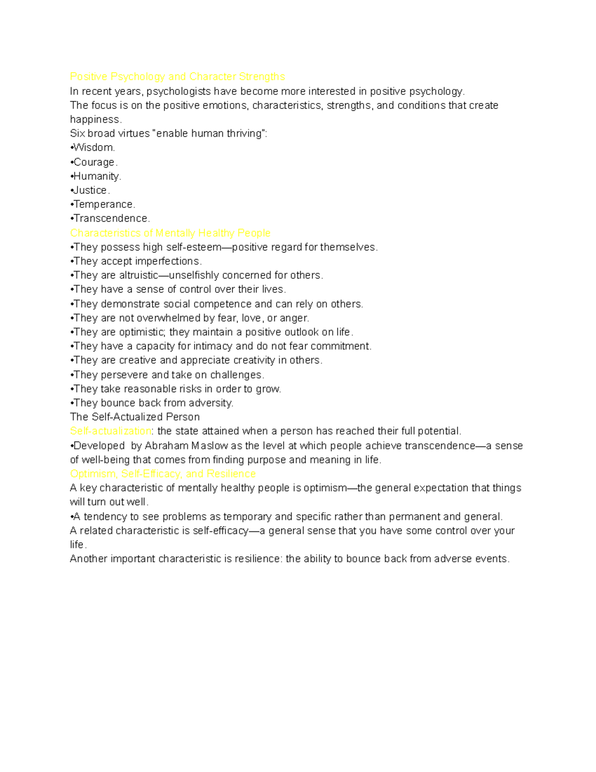 Health notes 201 - Positive Psychology and Character Strengths In ...
