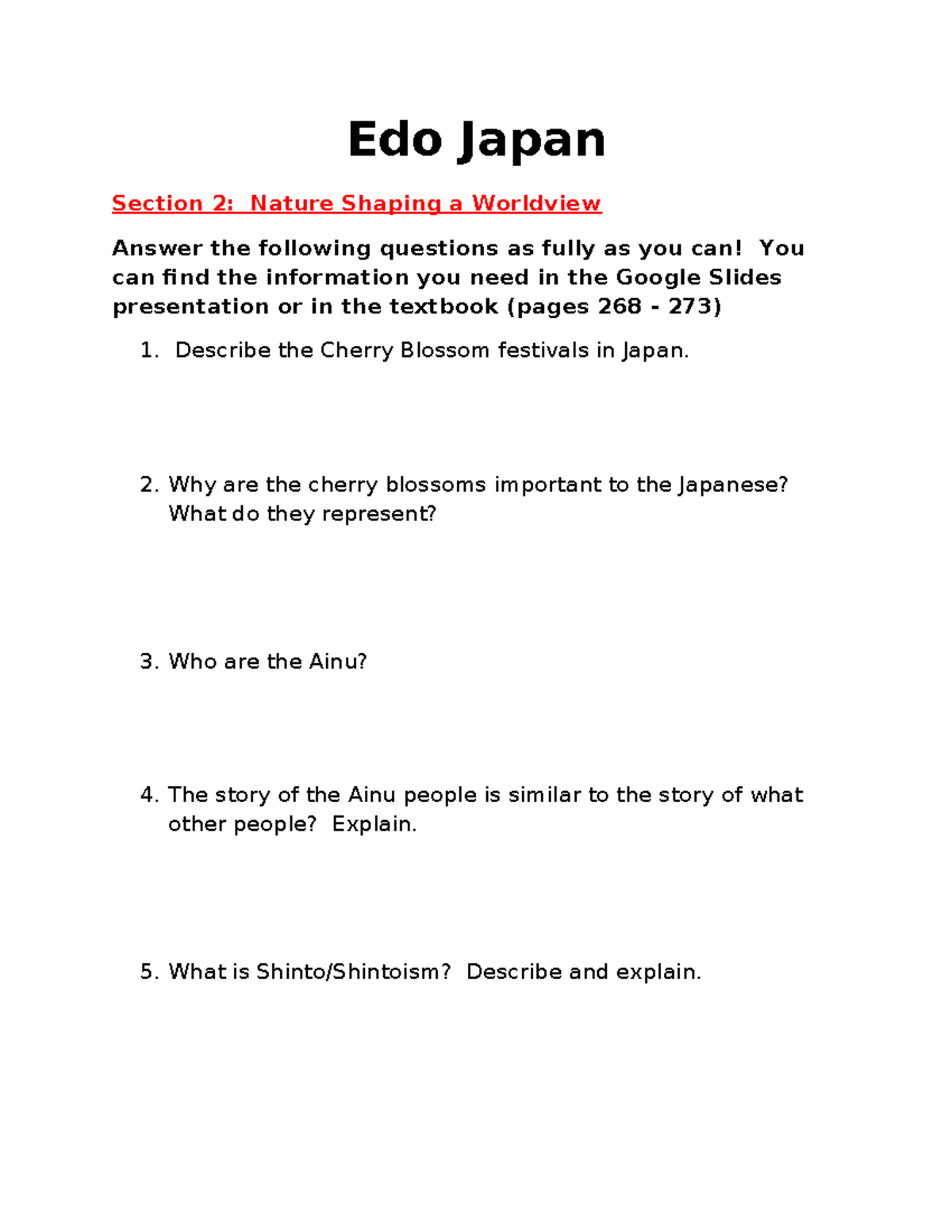 Section 2 Nature Shaping a Worldview - Edo Japan Section 2: Nature ...
