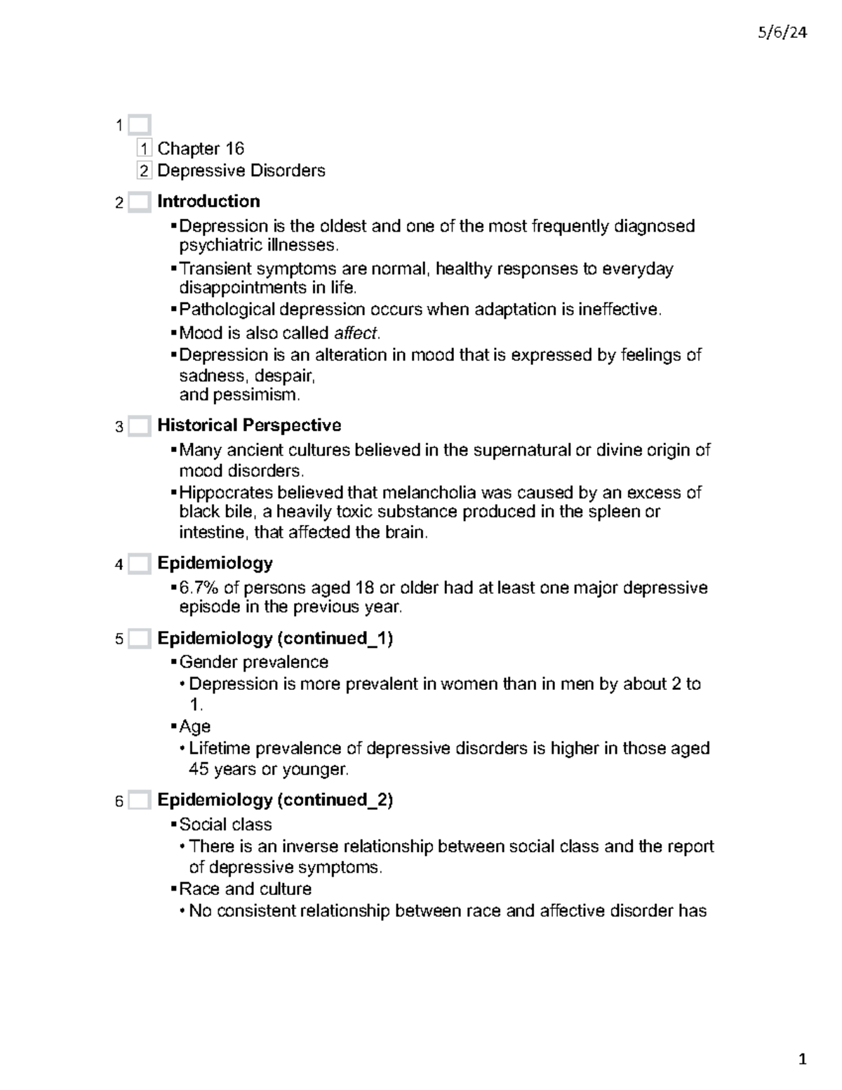 Depressive disorders - 5/6/ Chapter 16 Depressive Disorders ...