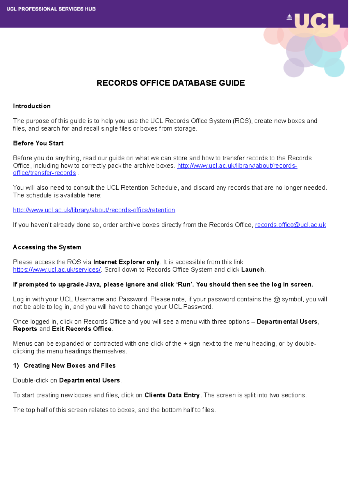 Records office database guide archiving - RECORDS OFFICE DATABASE GUIDE Introduction The purpose ...