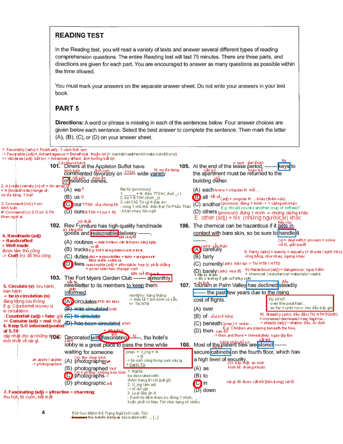 101 115 TEST 1 YBM - tiếng anh học phần 1 - ại từ (pronoun) _____ + N ...
