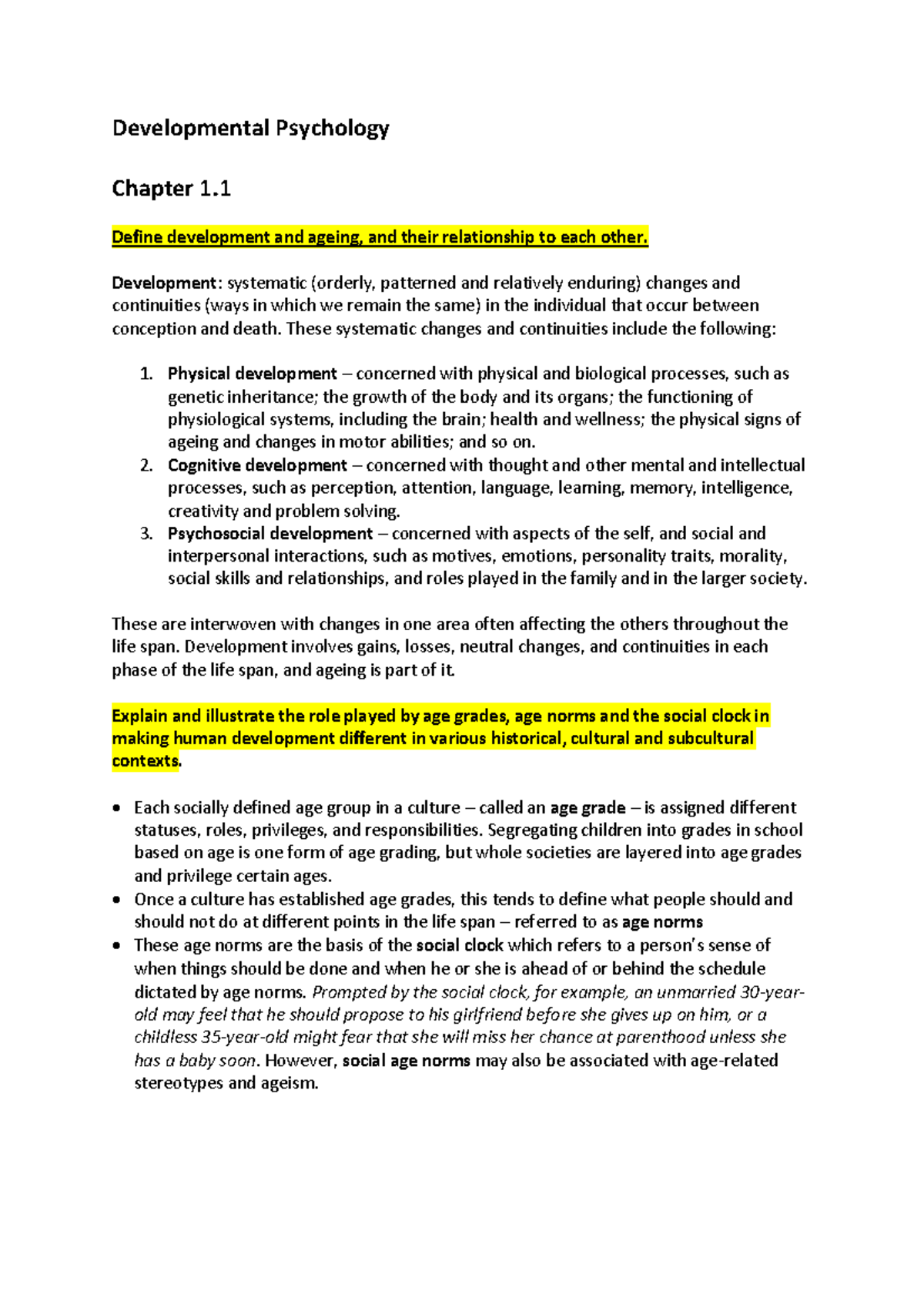 Chap 1 to 5 notes - readings - Developmental Psychology Chapter 1 ...