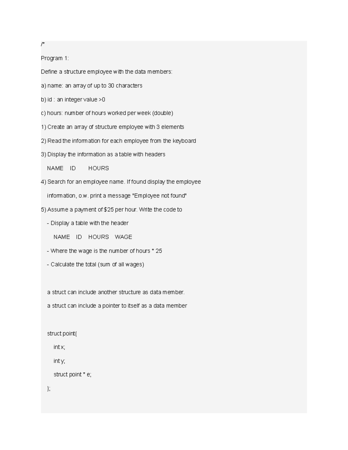 Lecture on Structures Notes - /* Program 1: Define a structure employee ...
