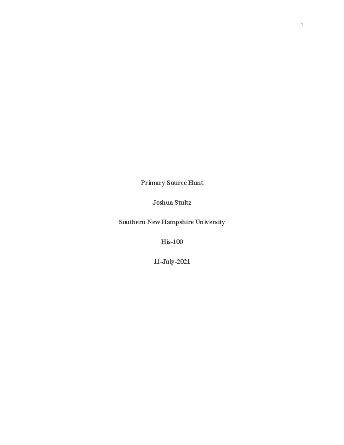 Primary Source Hunt - yes - 1 Primary Source Hunt Joshua Stultz ...
