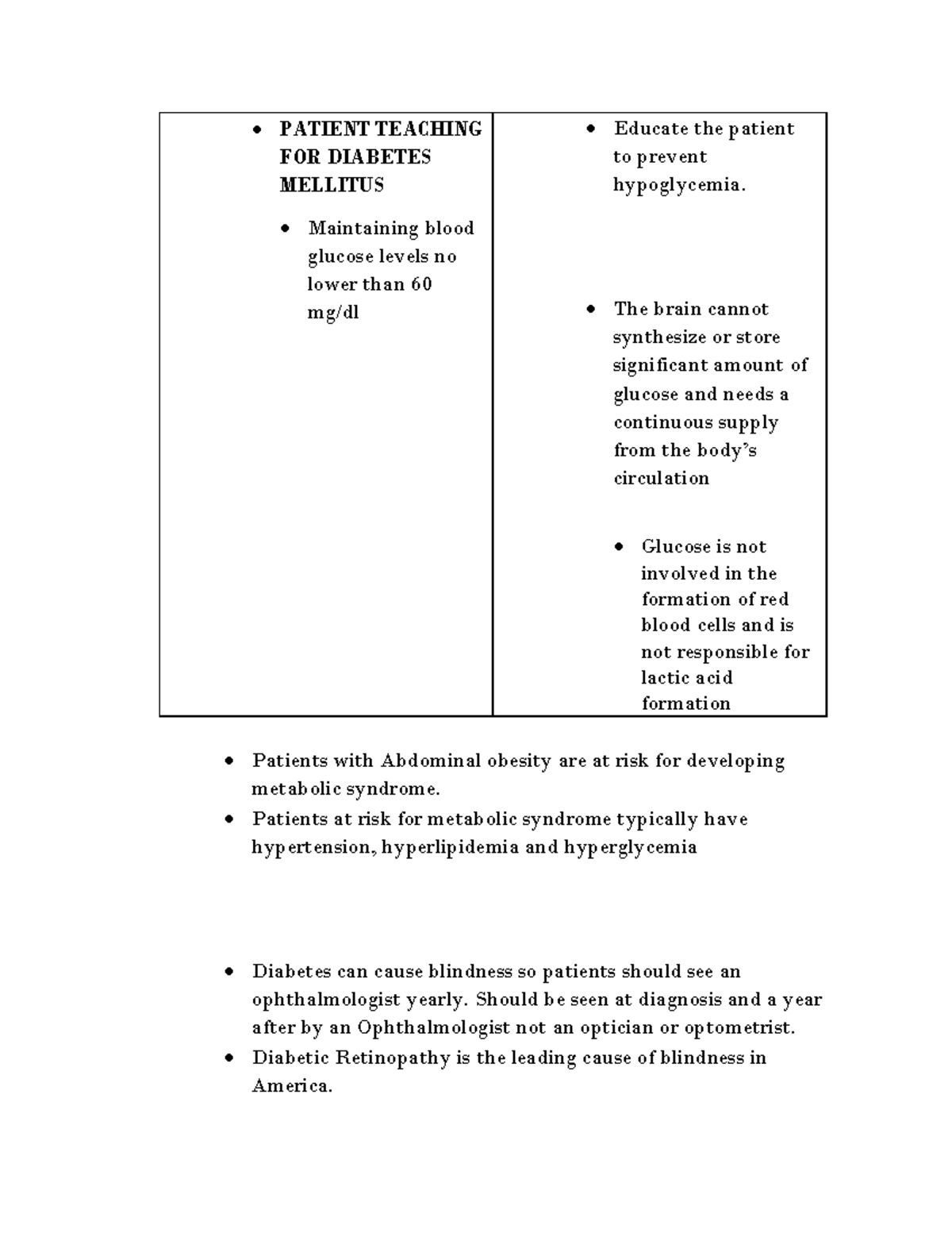 Chapter 59 diabetes notes - PATIENT TEACHING FOR DIABETES MELLITUS ...