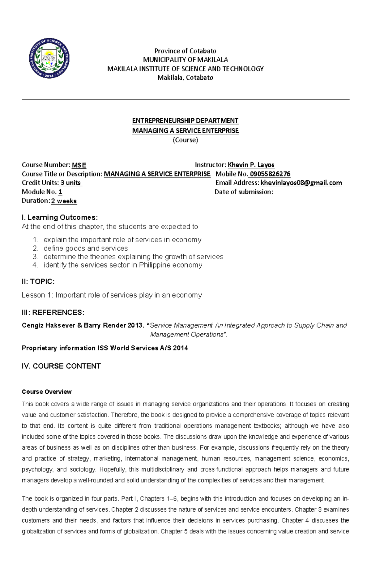 Strategic management document - Province of Cotabato MUNICIPALITY OF ...