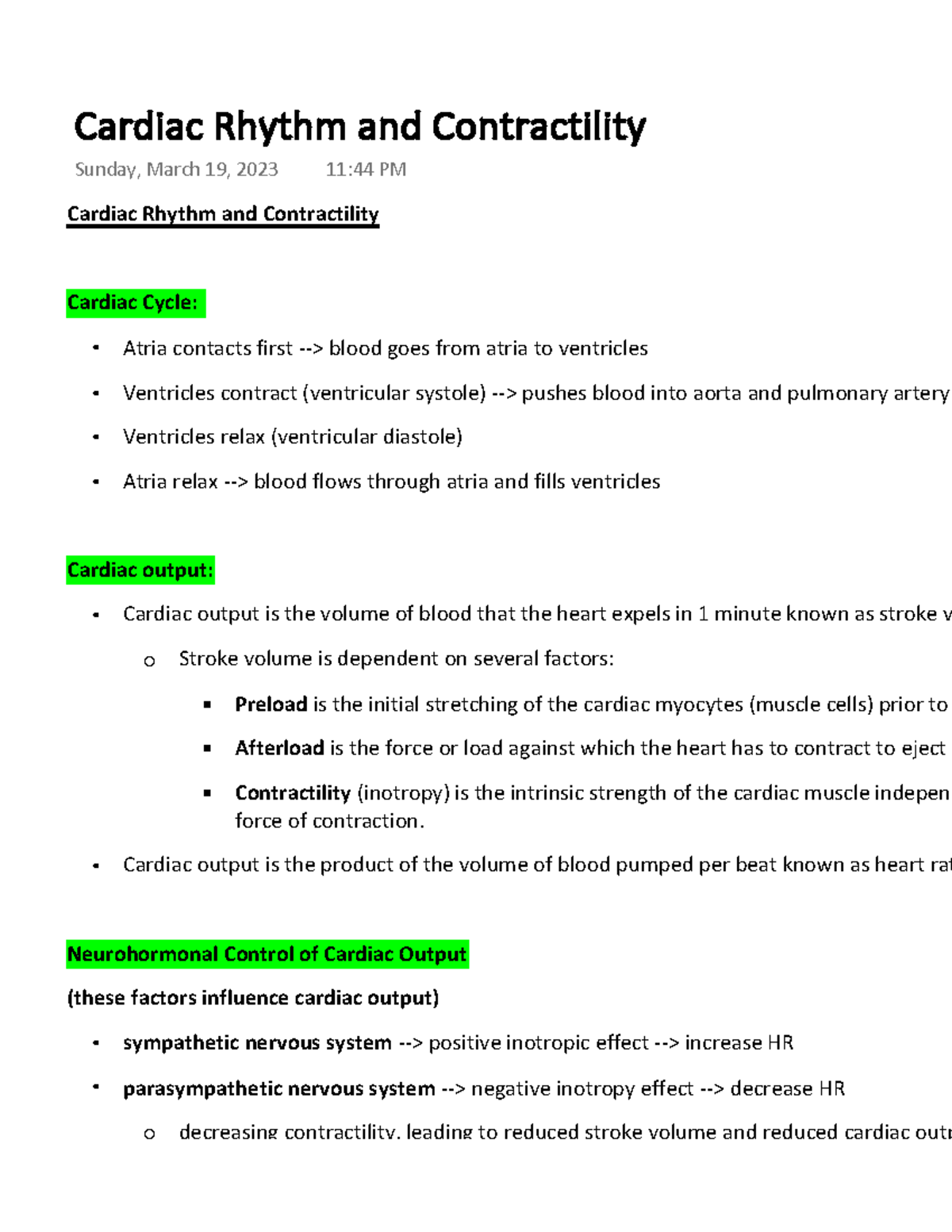 Cardiac Rhythm and Contractility - Cardiac Rhythm and Contractility ...