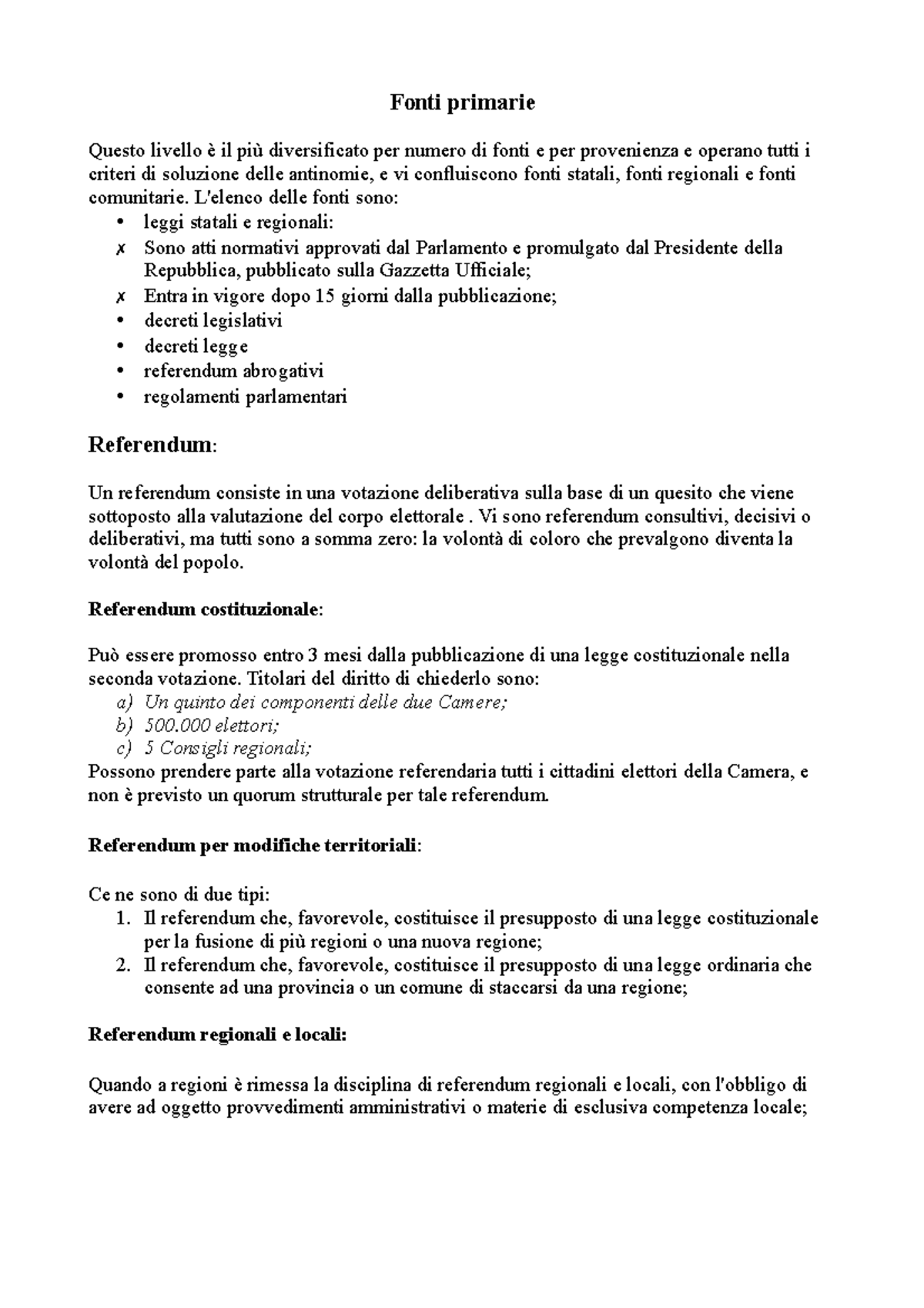 3) Fonti primarie - Riassunto L'ordinamento della Repubblica. Le ...
