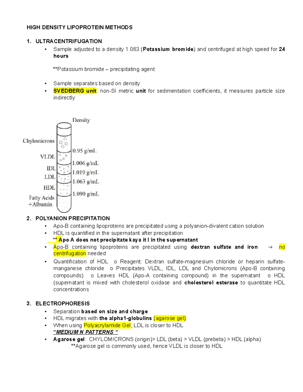 HIGH Density Lipoprotein - HIGH DENSITY LIPOPROTEIN METHODS 1 ...