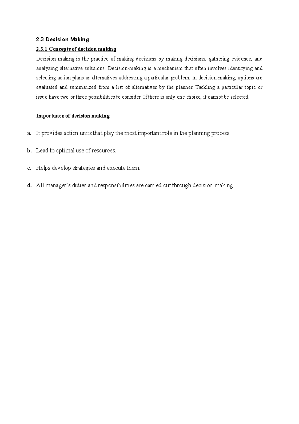 Pad 101 - work have not done yet - 2 Decision Making 2.3 Concepts of ...