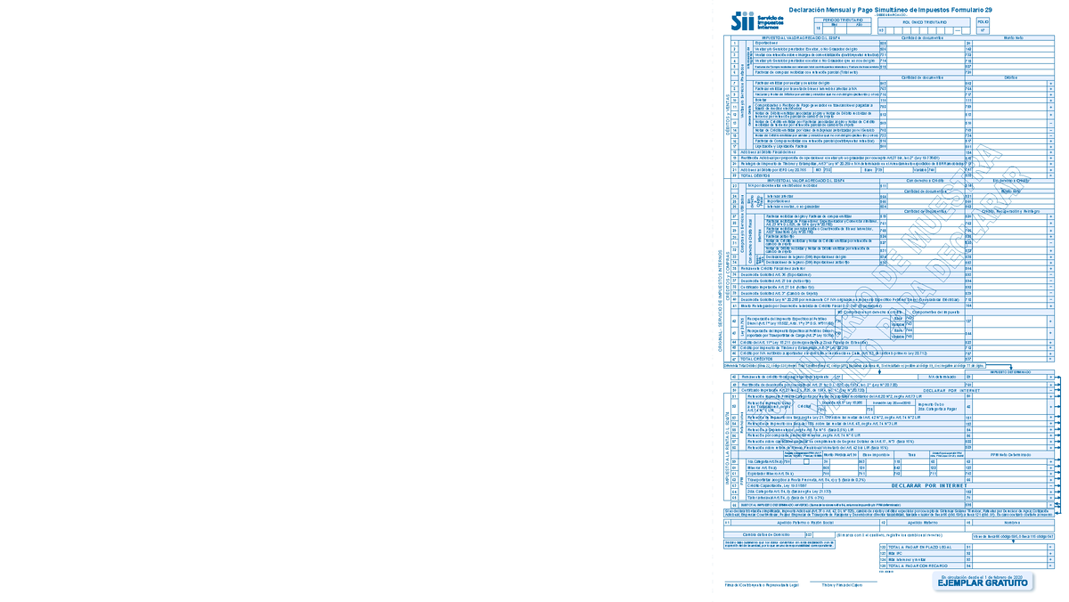 F29 - Formulario F29 - PERIODO TRIBUTARIO Mes Año ROL ÚNICO TRIBUTARIO ...