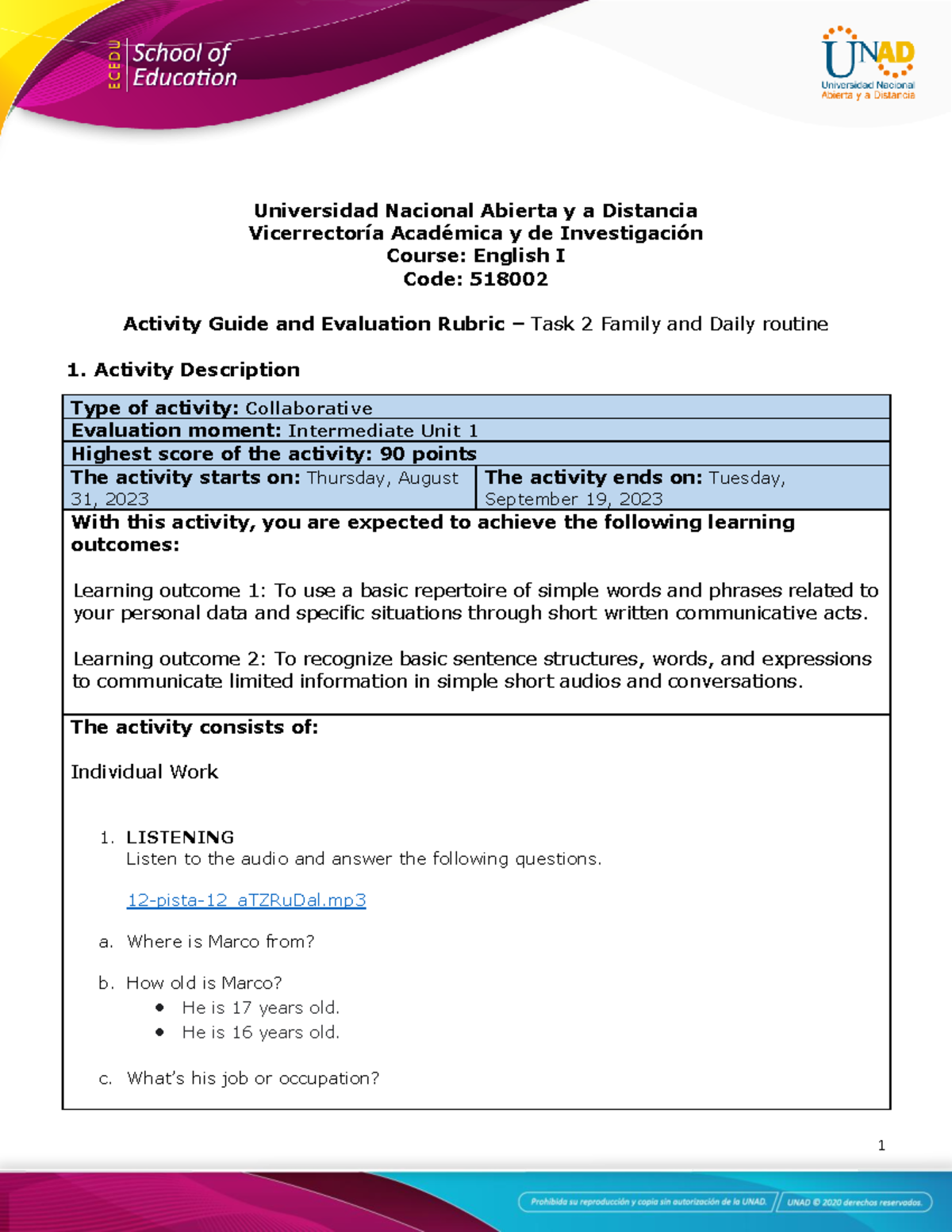 Activity Guide and Evaluation Rubric - Unit 1 - Task 2 - Family and ...