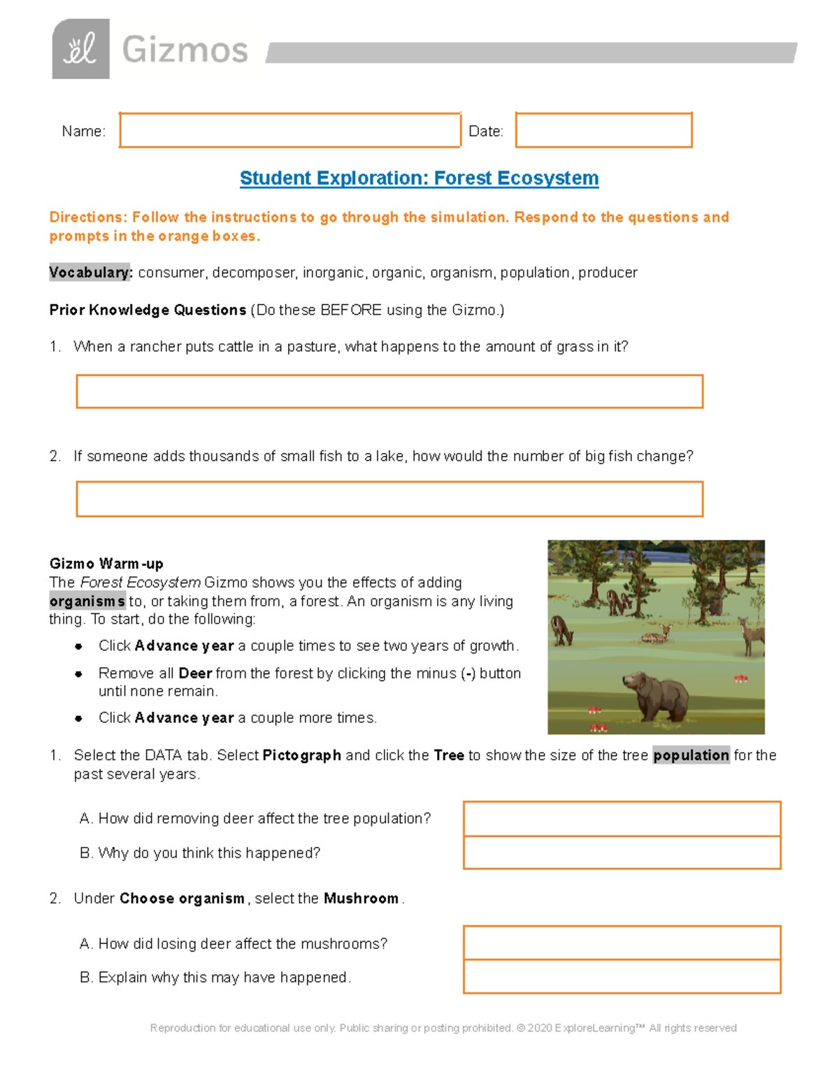 Copy of Forest Ecosystem SE - Name: Date: Student Exploration: Forest ...