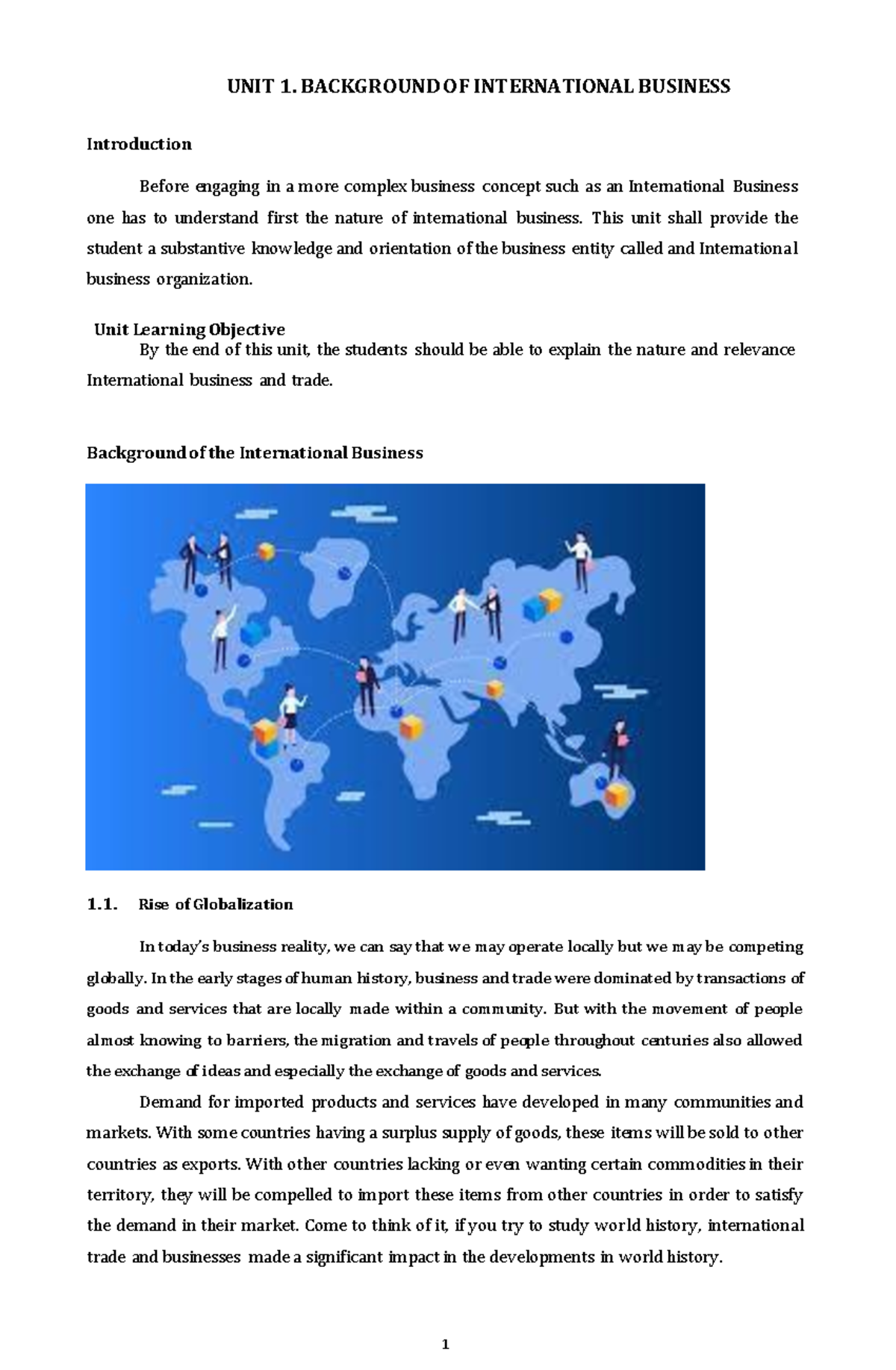 Unit1 Background of International Business - UNIT 1. BACKGROUND OF ...