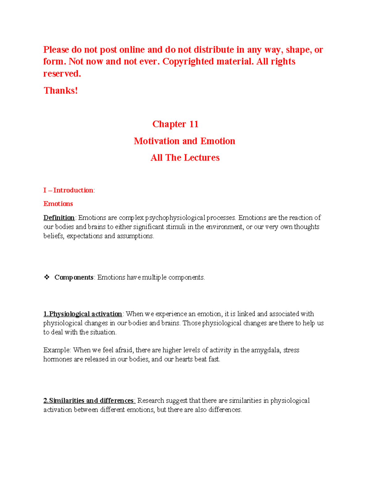 BPs CH 11 MOT & Emotions ALL Lectures-2 - Please do not post online and do not distribute in any ...