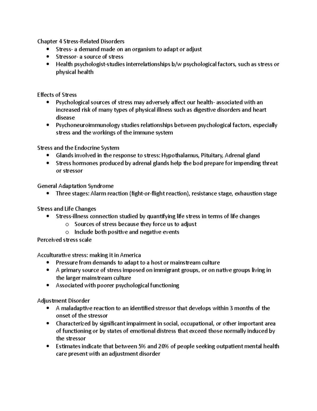 Chapter 4 Stress- Related Disorders - Studocu