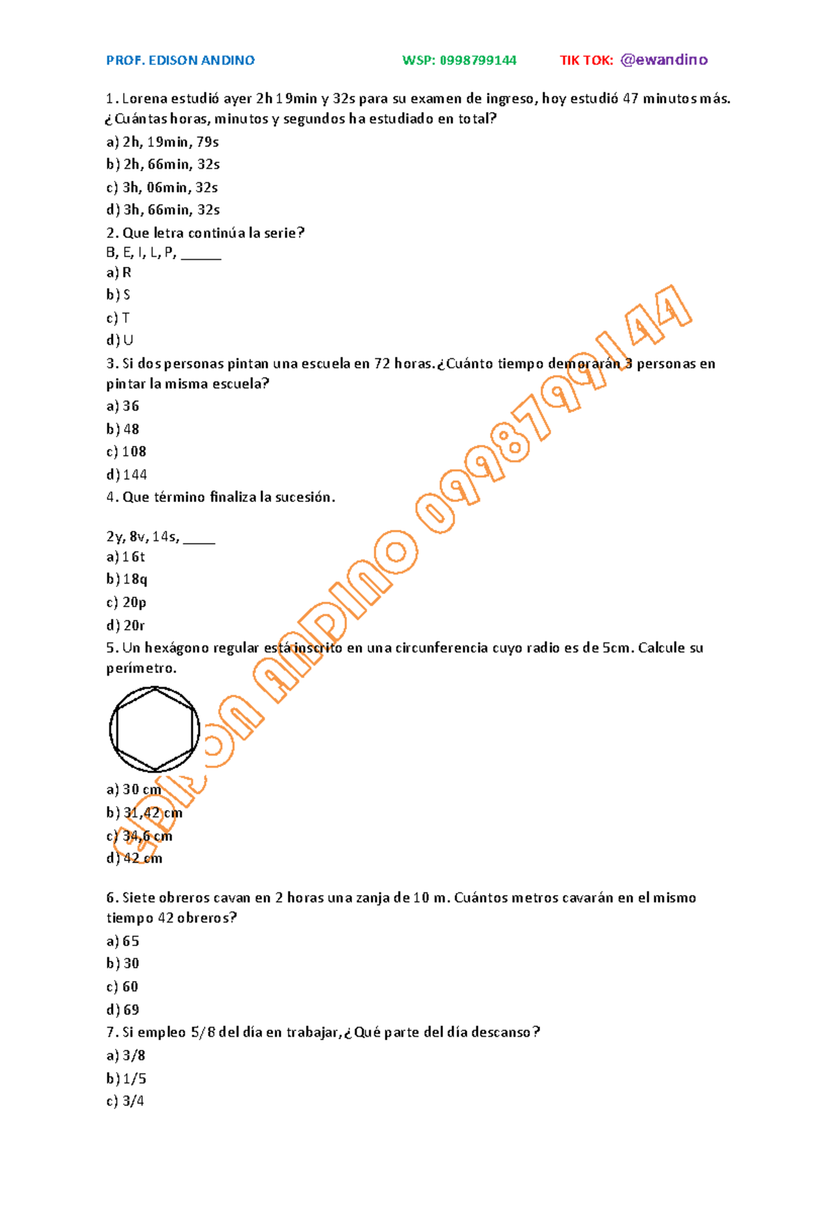 Enes - 1231231 - Lorena estudió ayer 2h 19min y 32s para su examen de ...