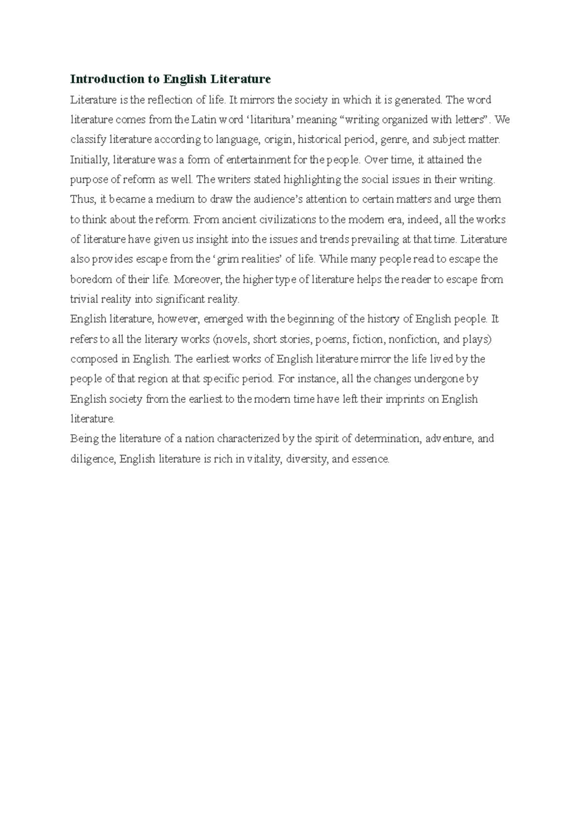 Introduction to English Literature - Introduction to English Literature ...