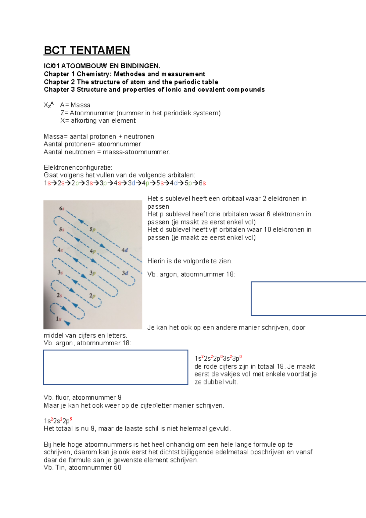 BCT samenvatting - BCT TENTAMEN ATOOMBOUW EN BINDINGEN. Chapter 1 Chemistry: Methodes and ...