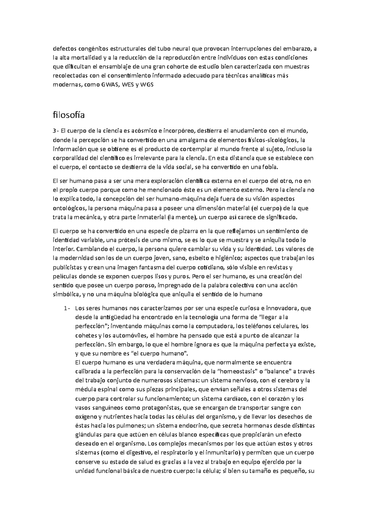 Filosofia tp final - defectos congénitos estructurales del tubo neural ...