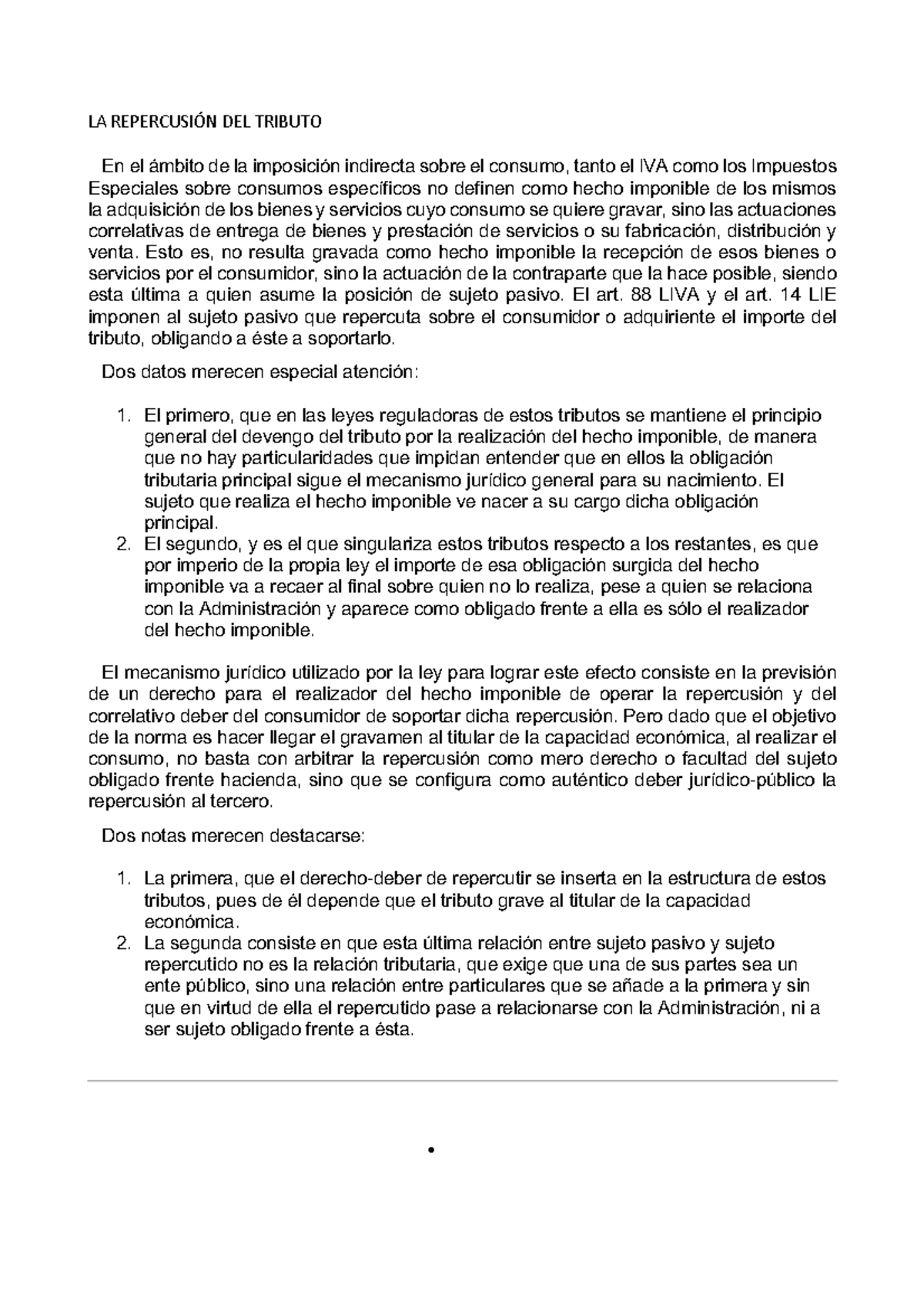 LA RepercusióN DEL Tributo - LA REPERCUSIÓN DEL TRIBUTO En el ámbito de ...