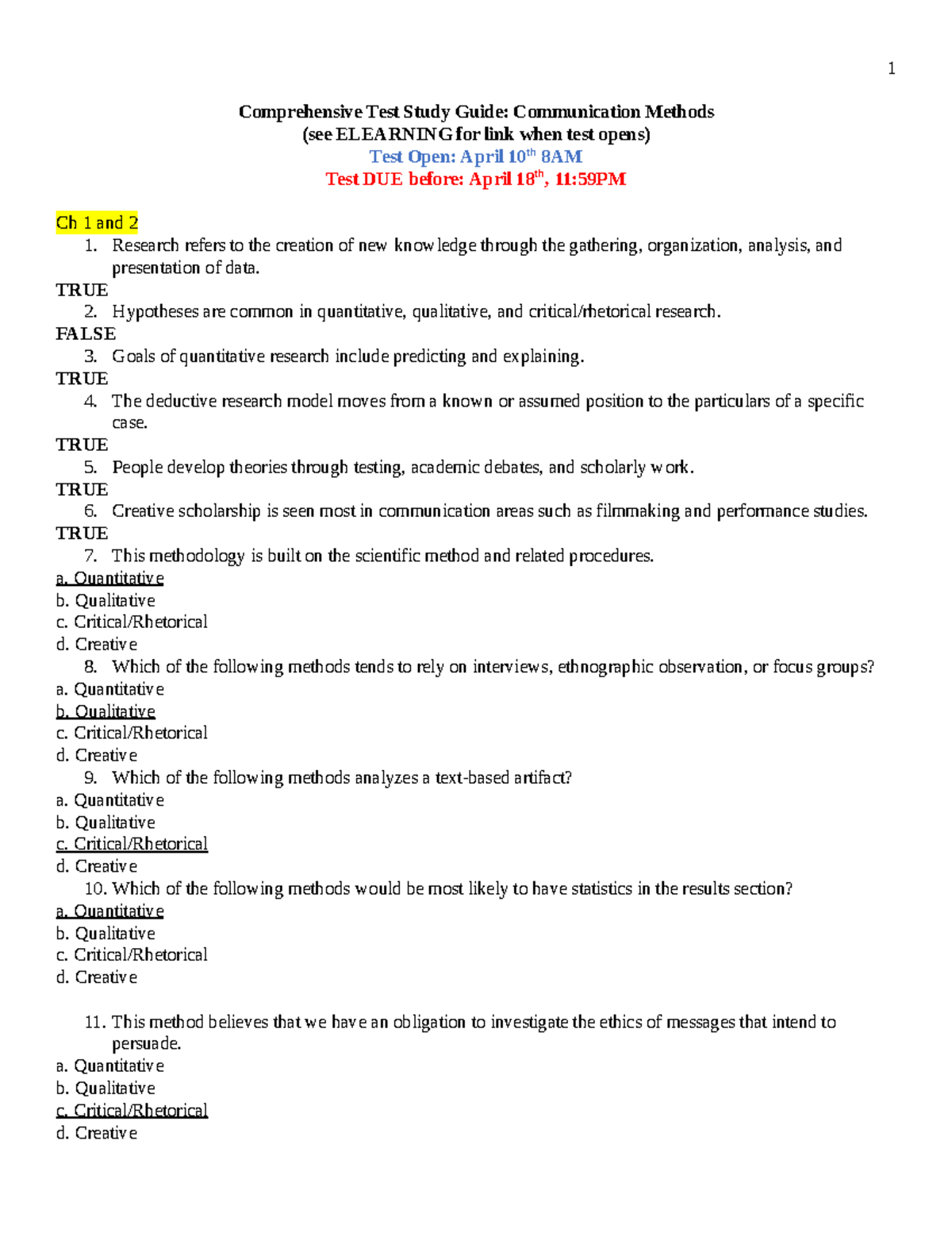 Comprehensive Test Study Guide - Research refers to the creation of new ...