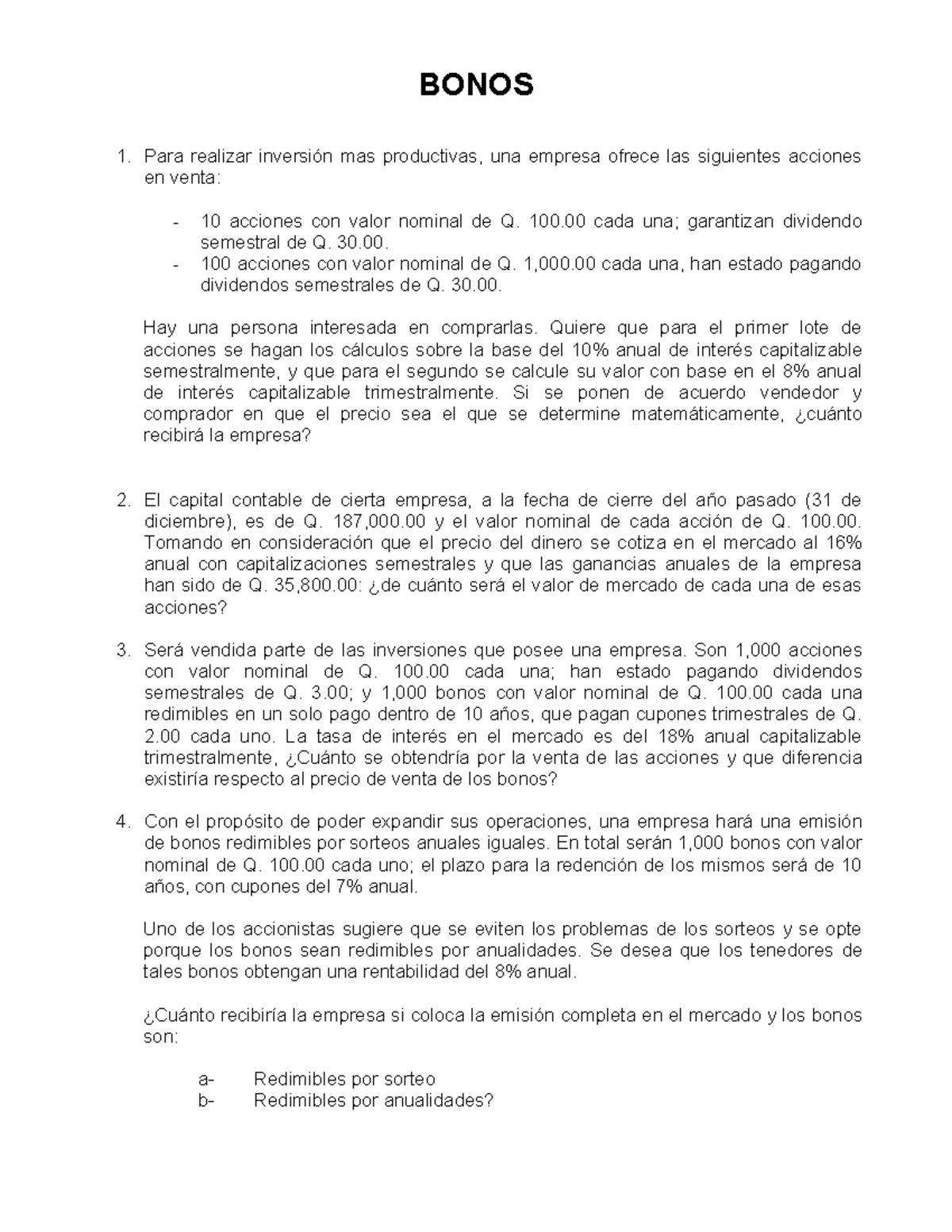 Ejercicios DE Bonos - BONOS Para realizar inversión mas productivas ...