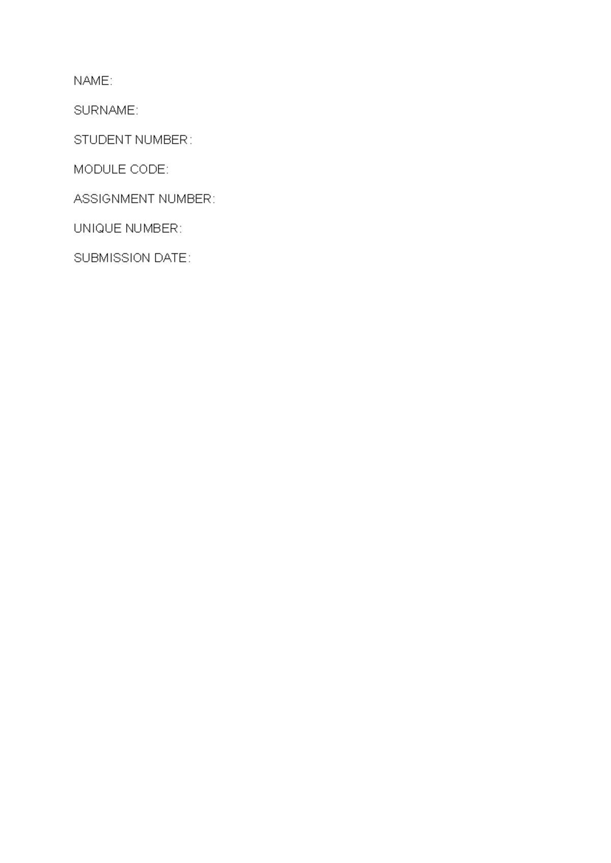 ECS Assignment - learner - NAME: SURNAME: STUDENT NUMBER: MODULE CODE ...