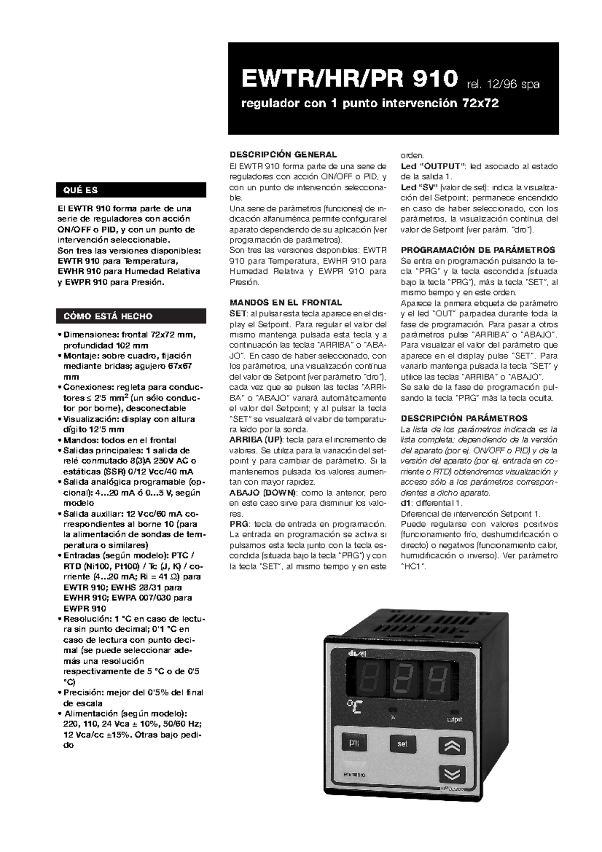 EWTR 910 Instruction S - apuntes - DESCRIPCIÓN GENERAL El EWTR 910 ...