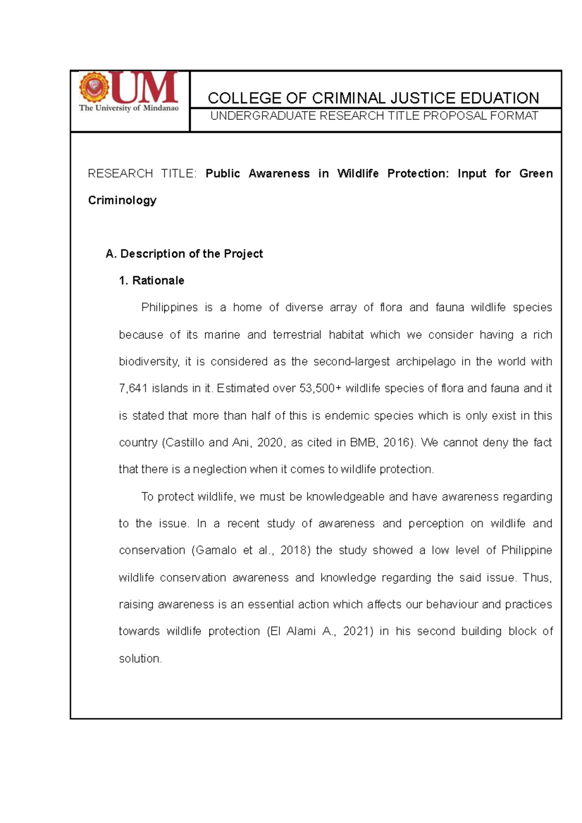 Undergraduate Research Title Proposal semi final - COLLEGE OF CRIMINAL ...
