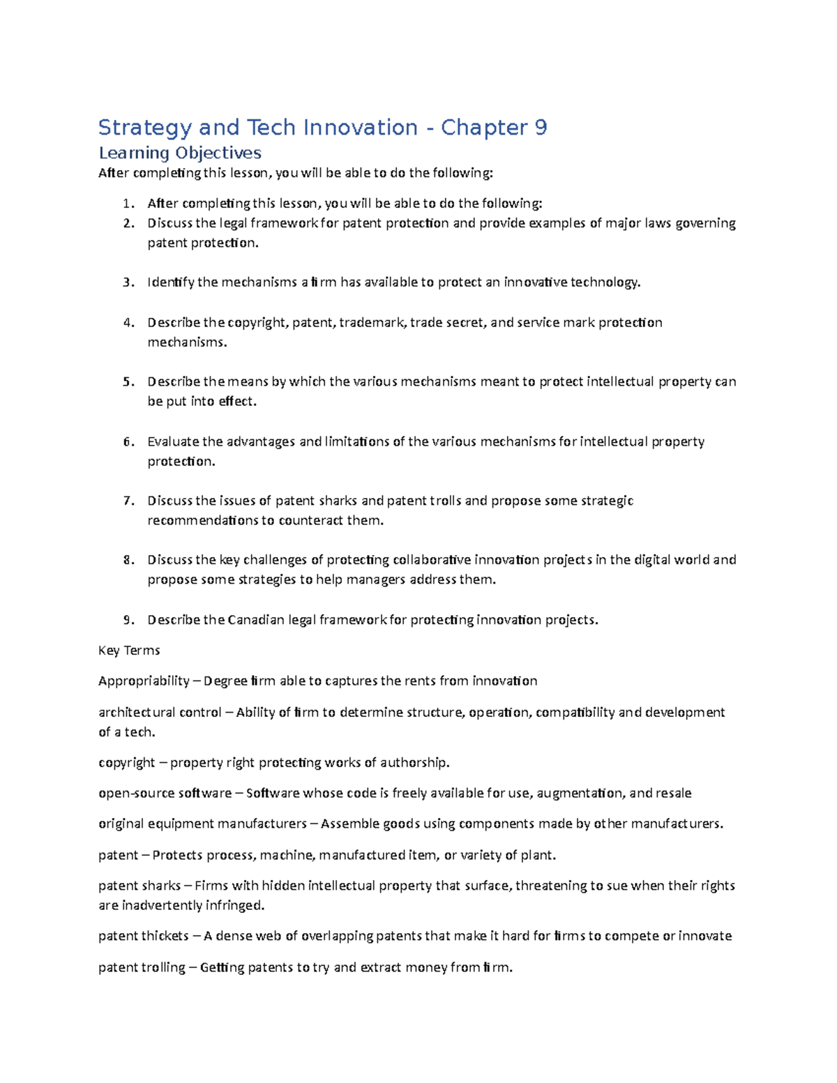 Strategy and Tech Innovation - Lesson 9 - Strategy and Tech Innovation ...