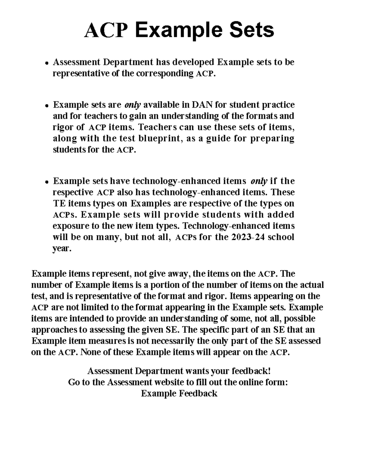 Daisy Mandujano - Sample Items - ACP Example Sets Assessment Department ...