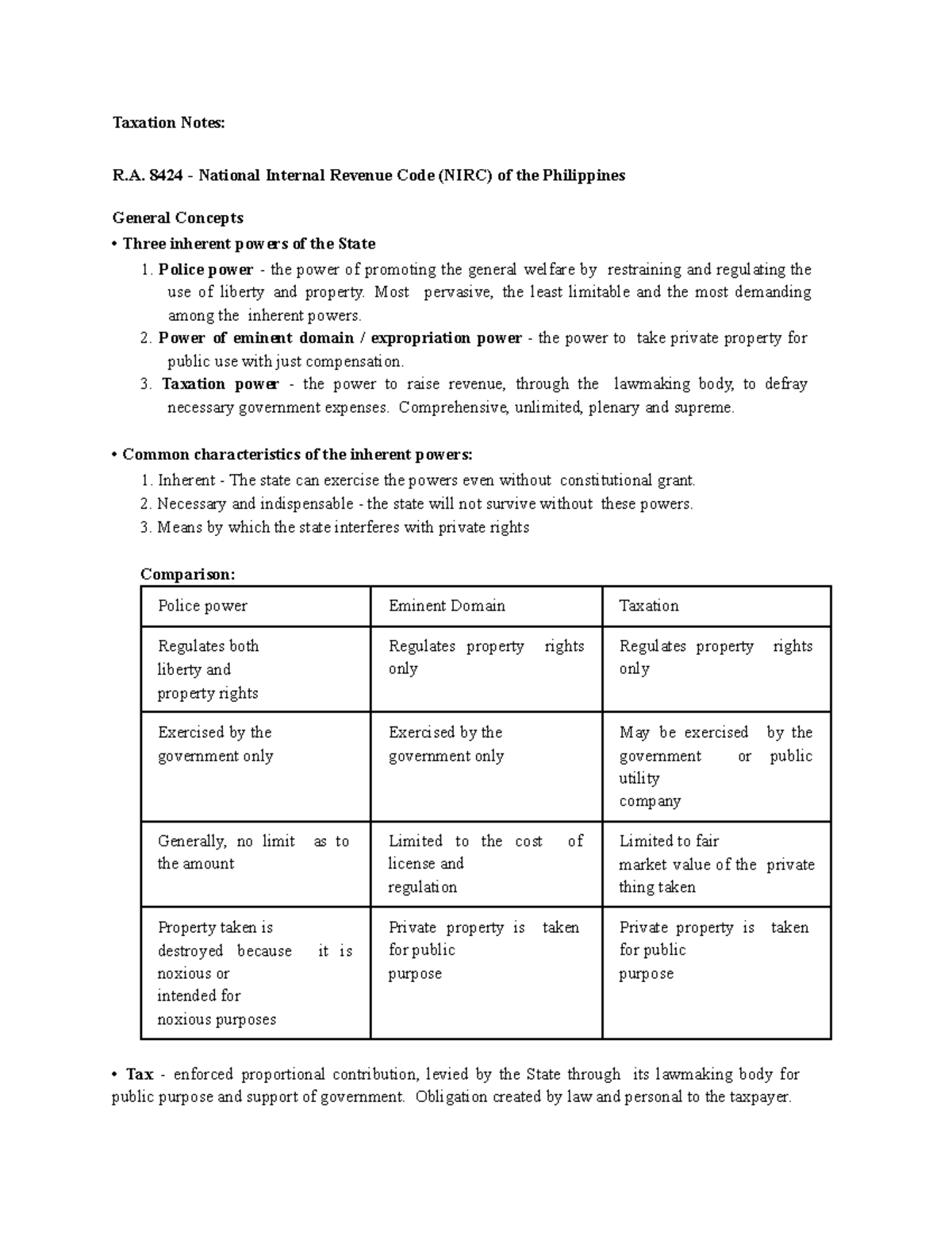 Tax Notes part 1 - Taxation Notes: R. 8424 - National Internal Revenue ...