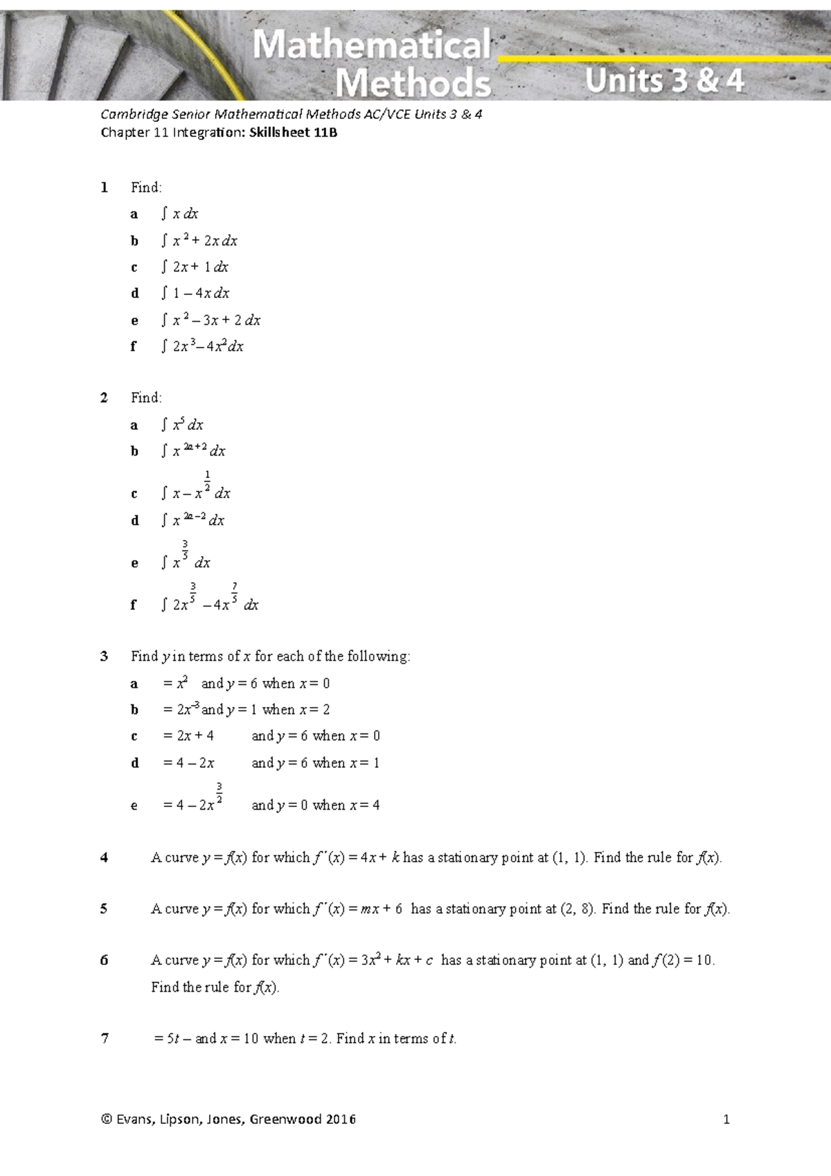 Skillsheet 11B - ssss - Cambridge Senior Mathematical Methods AC/VCE ...