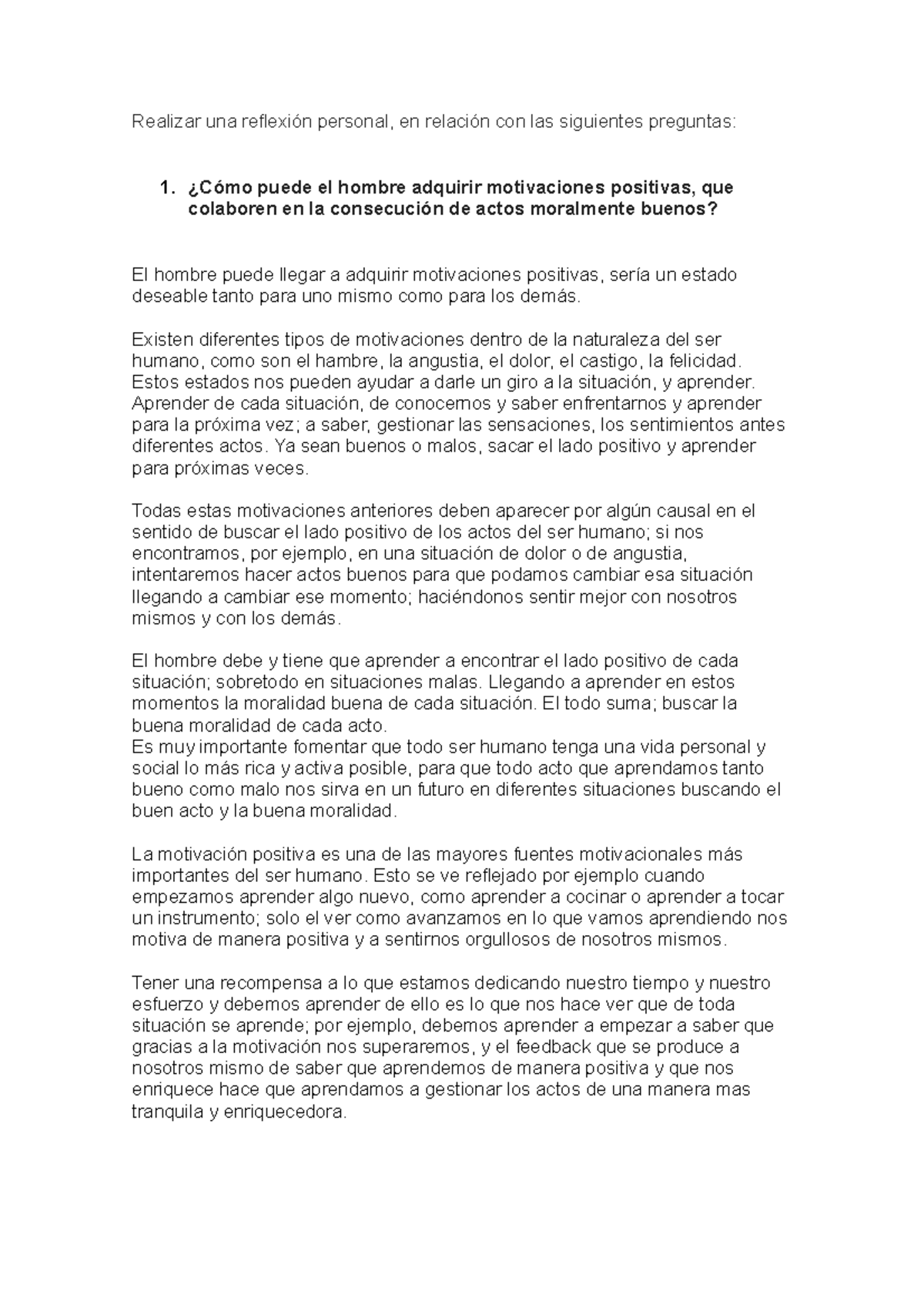Taller 3 - Realizar una reflexión personal, en relación con las ...