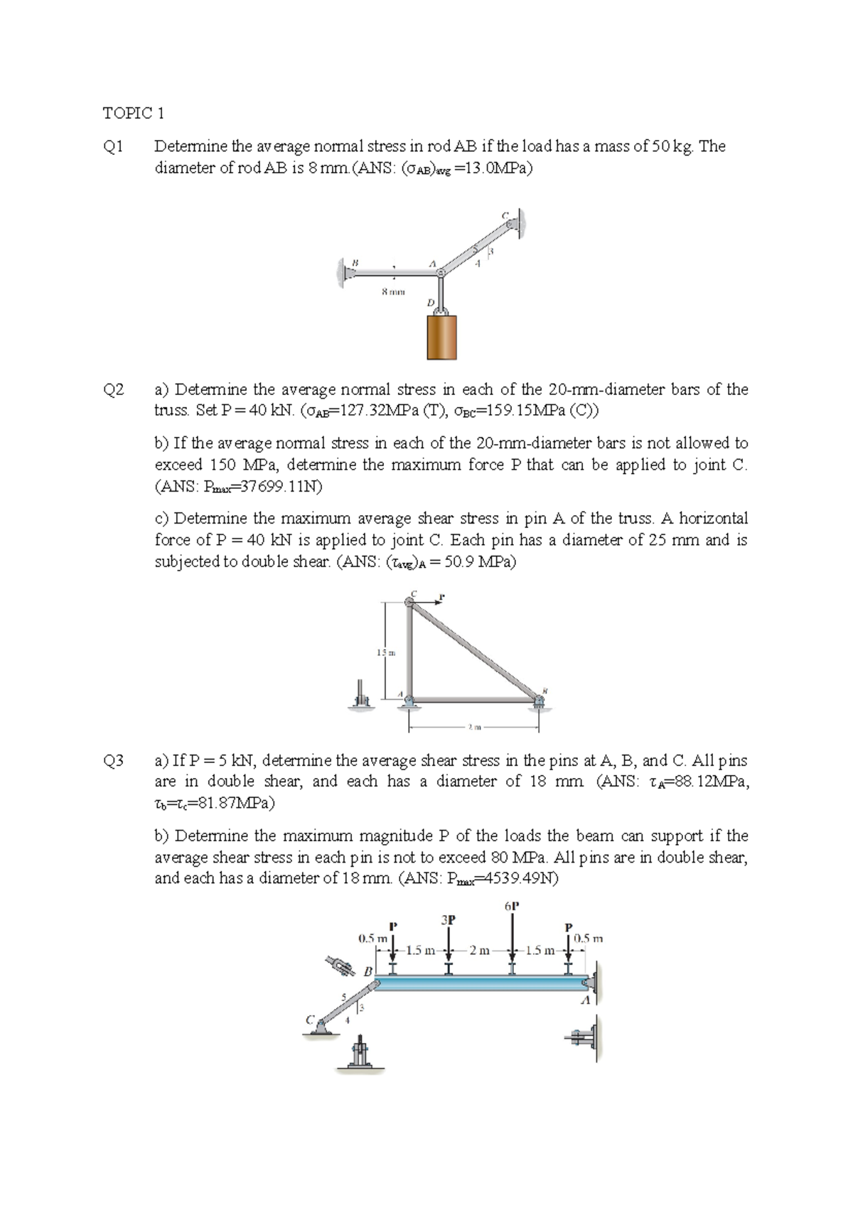 Revision Final Question - TOPIC 1 Q1 Determine the average normal ...