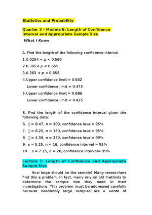 Statistics Probability Quarter 3 Module 5: Finding the Mean and ...