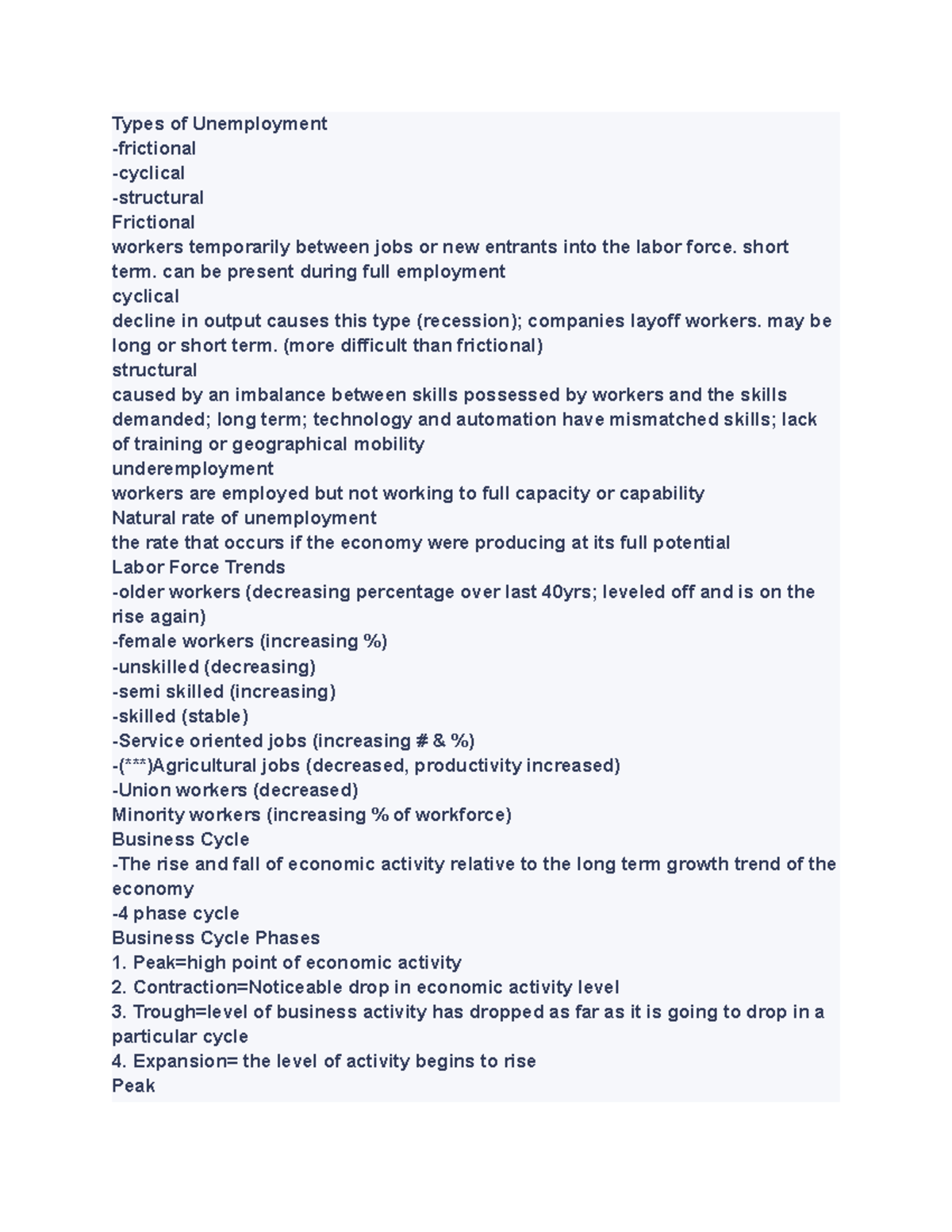 ECO201 #10 - EXAM HELP! - Types of Unemployment -frictional -cyclical ...