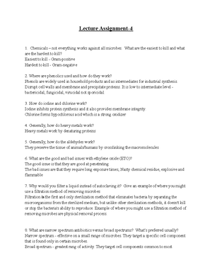 Microbiology - Lecture Assignment 3 - Lecture Assignment- What are the functions of the enzymes ...