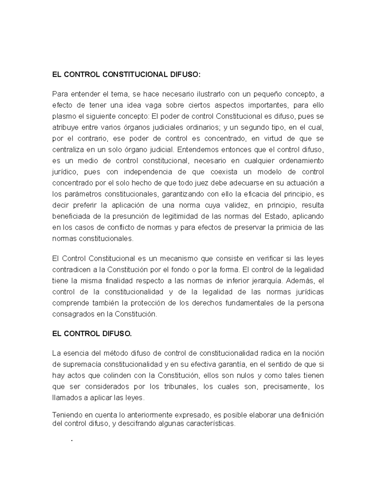 Trabajo EL Control Constitucional Difuso - EL CONTROL CONSTITUCIONAL ...