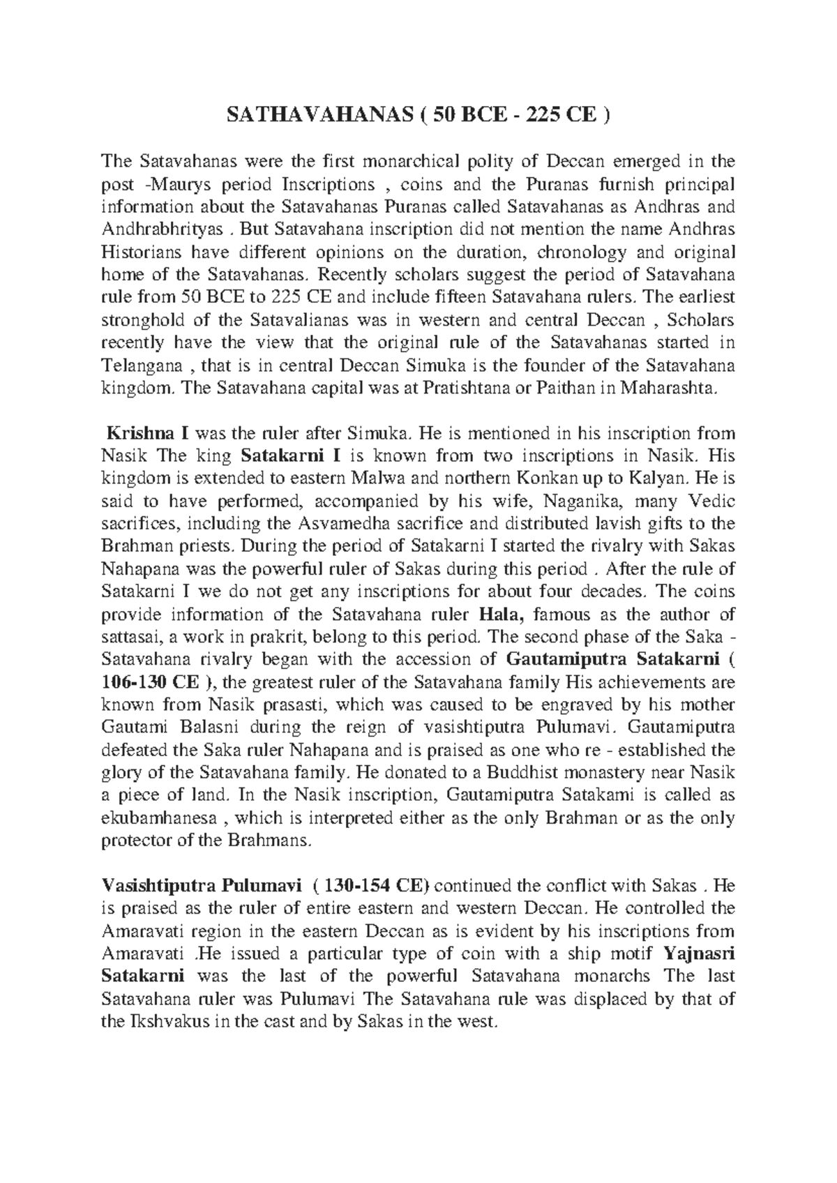 Satavahana 1 - Sathavaha ruler and their administration - SATHAVAHANAS ...