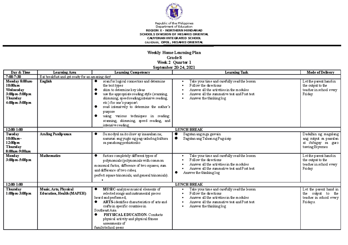 WEEK2 - Reflection - Republic of the Philippines Department of ...