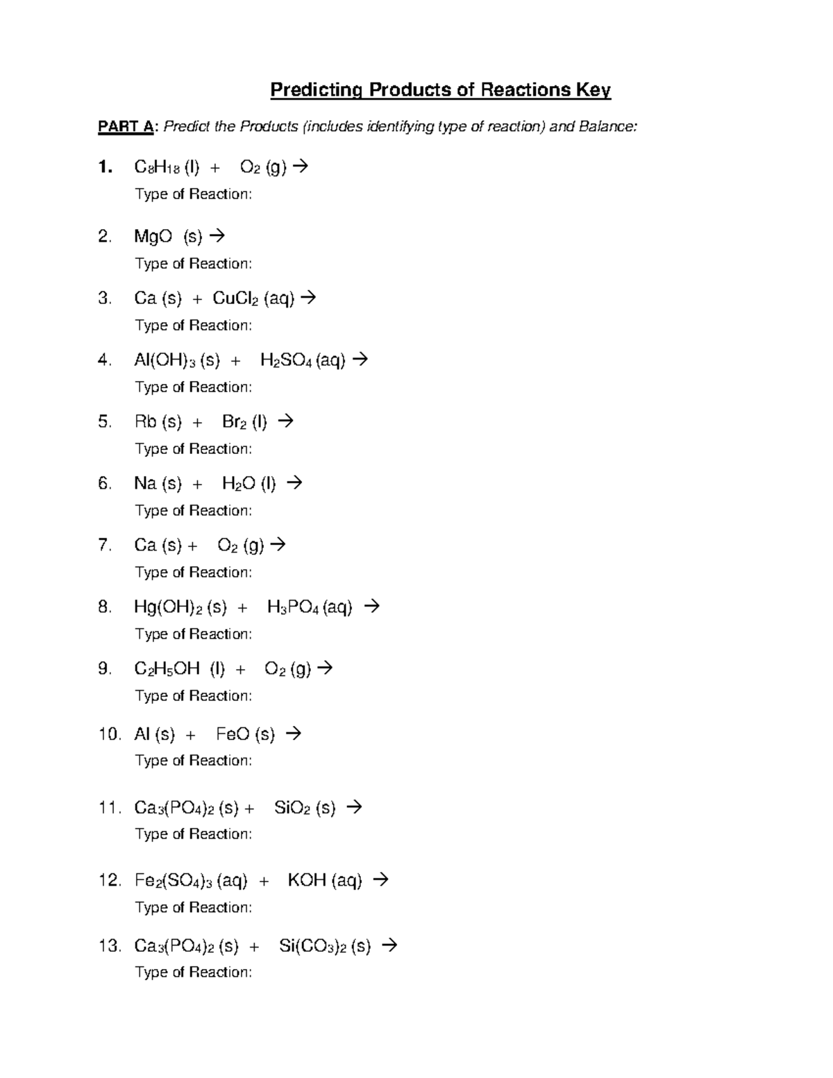 141 Predicting Products of Reactions - Studocu