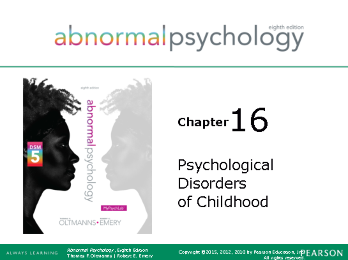 Chapter 16 Powerpoint - Abnormal Psychology , Eighth Edition Thomas F ...
