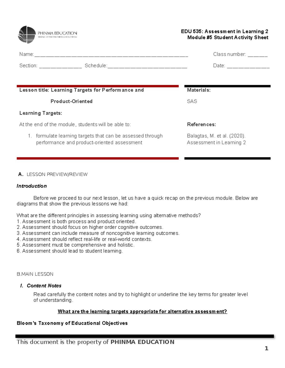 SAS 5 EDU 535 - Module #5 Student Activity Sheet - Studocu