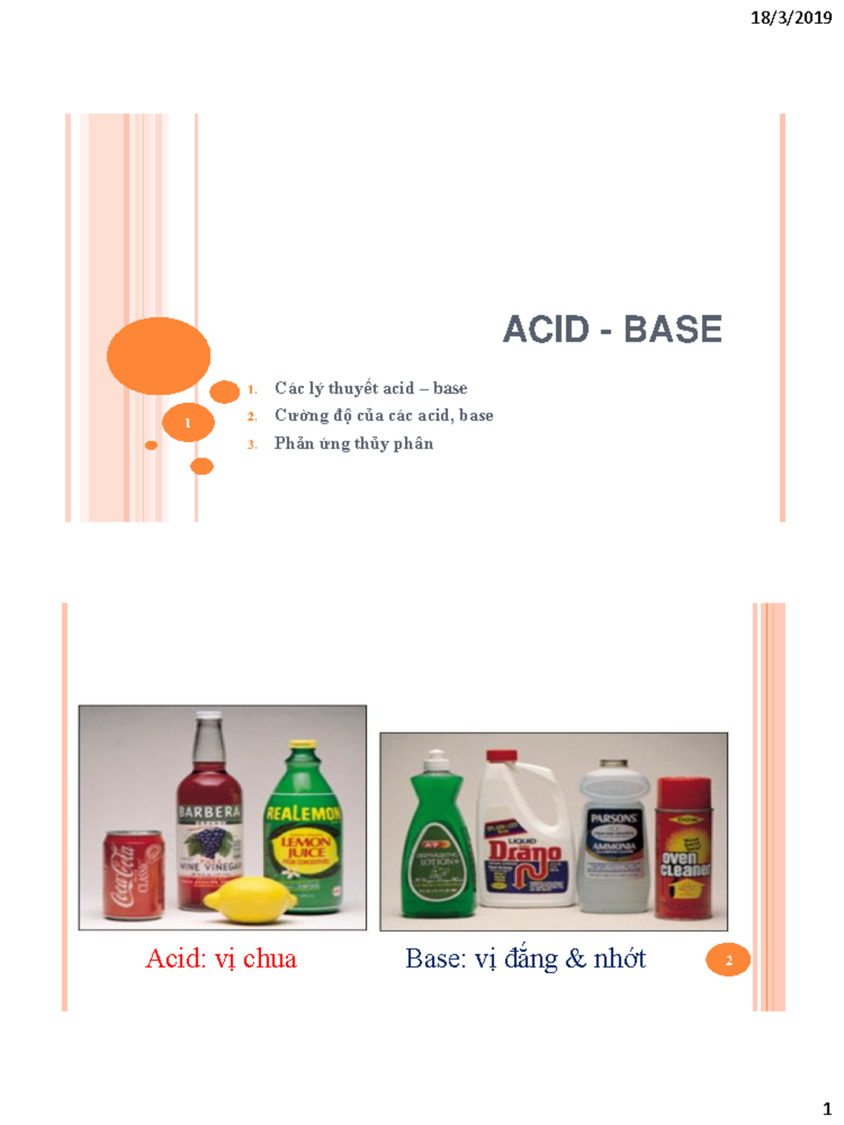 4. Phản ứng acid - base - Summary Hoa học vô cơ - ACID - BASE Các lý ...