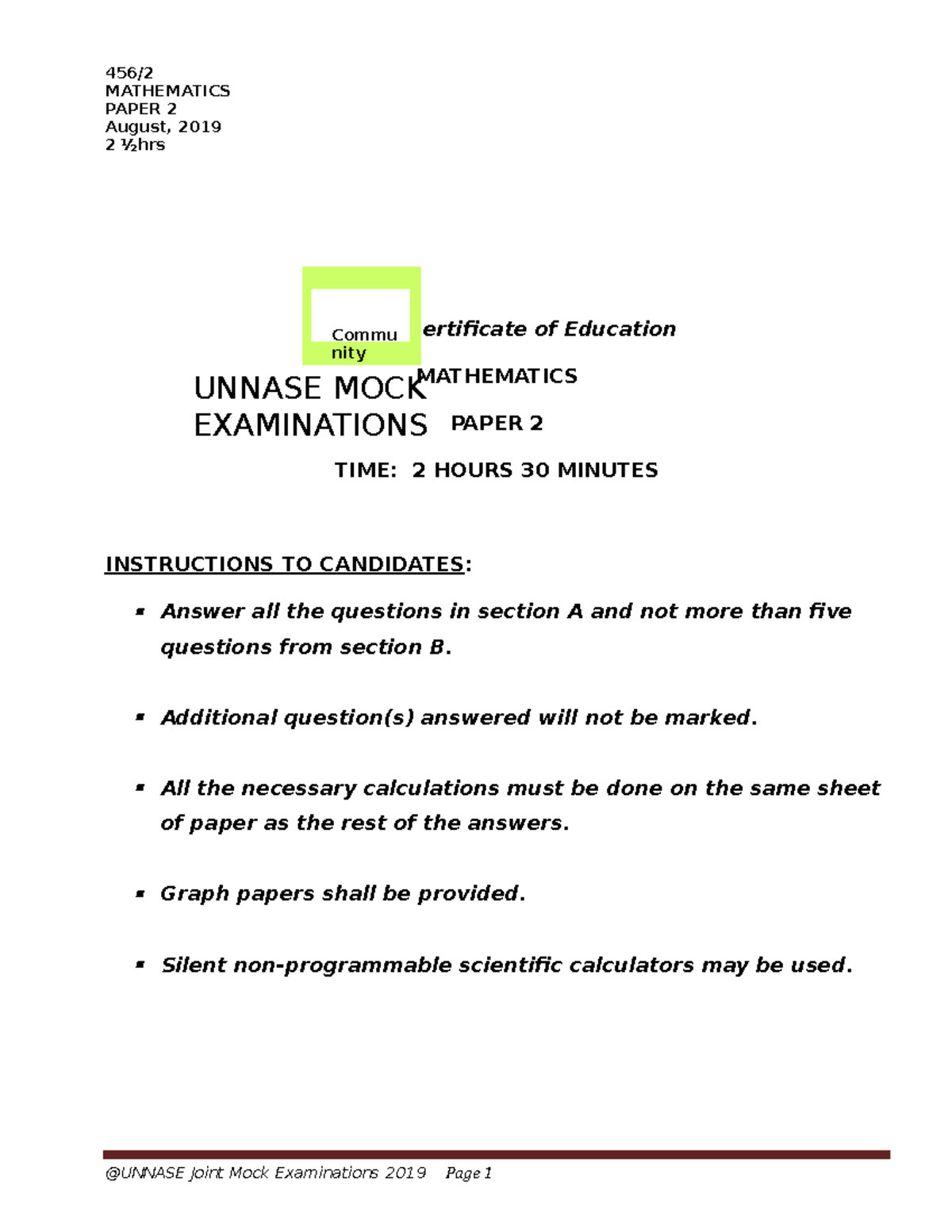 S4 12 1586554180 - Try it for practice - 456/ MATHEMATICS PAPER 2 ...