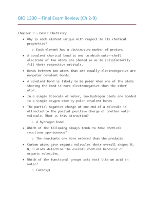 Chapter 2: Functional Bio - 2 Matter consists of Chemical elements in ...