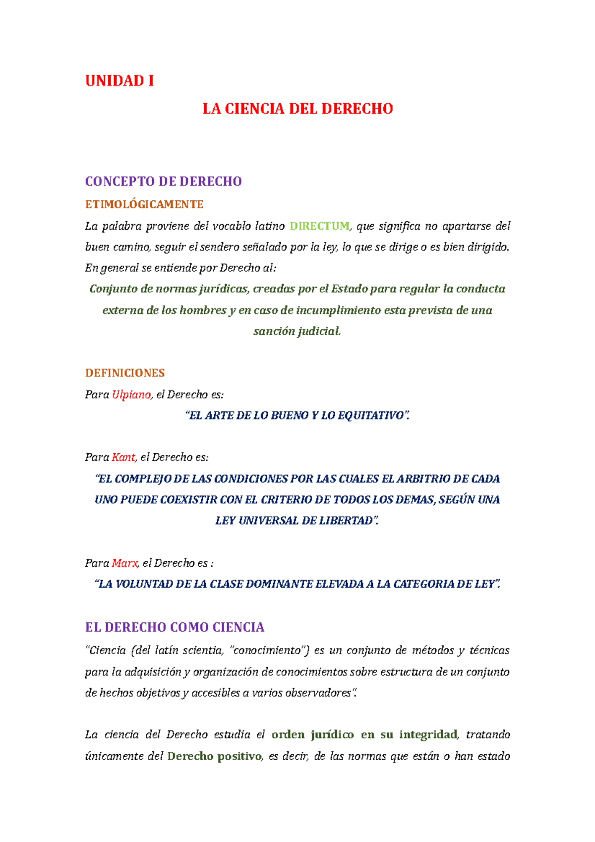 Unidad I La Ciencia Del Derecho Unidad I La Ciencia Del Derecho
